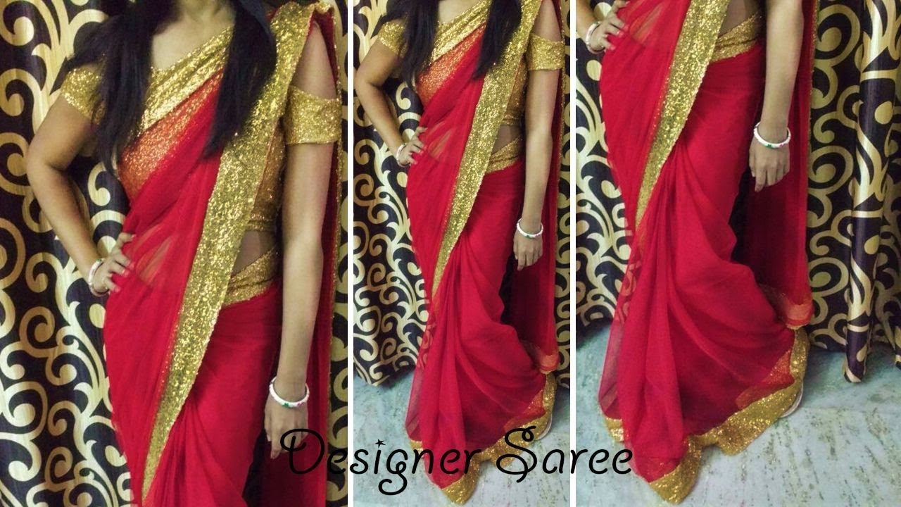 How to Make Party Wear Designer Saree | How to Make Designer Saree ...