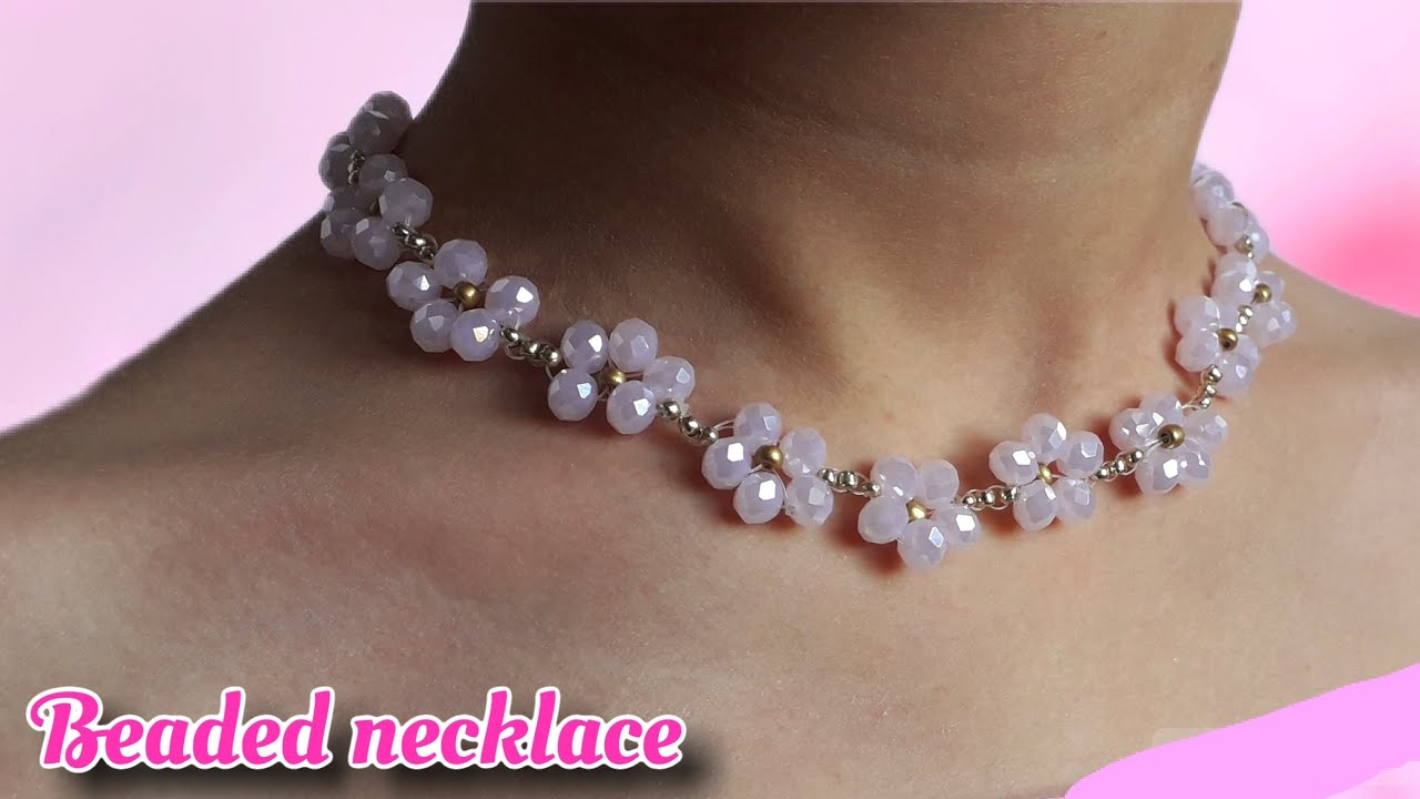 Beaded Flower Chain Necklace Tutorial: Beaded Flower Necklace - YouTube
