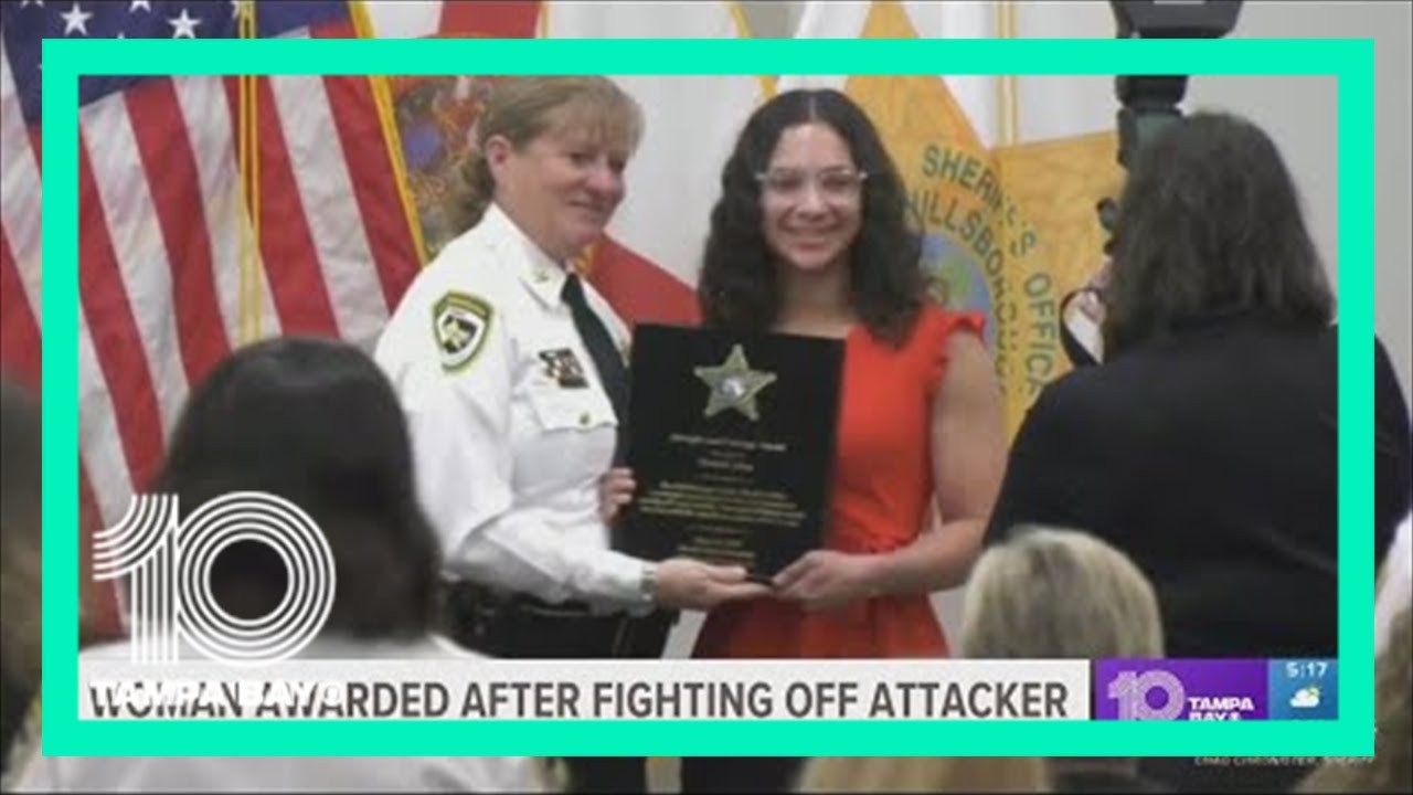 Florida woman awarded after fighting off attacker in gym - YouTube