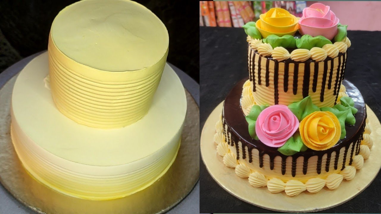 2 tier cake decorating ideas | two tier cake design - YouTube
