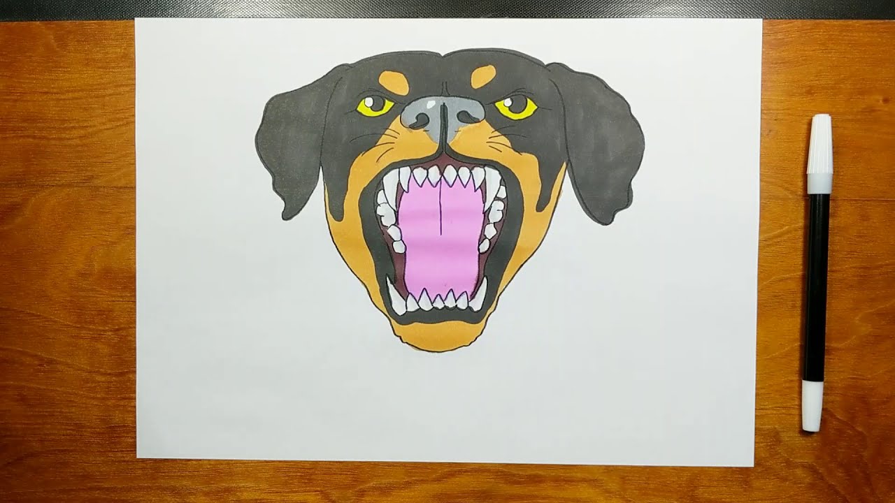 How to draw ANGRY DOG HEAD step by step - YouTube