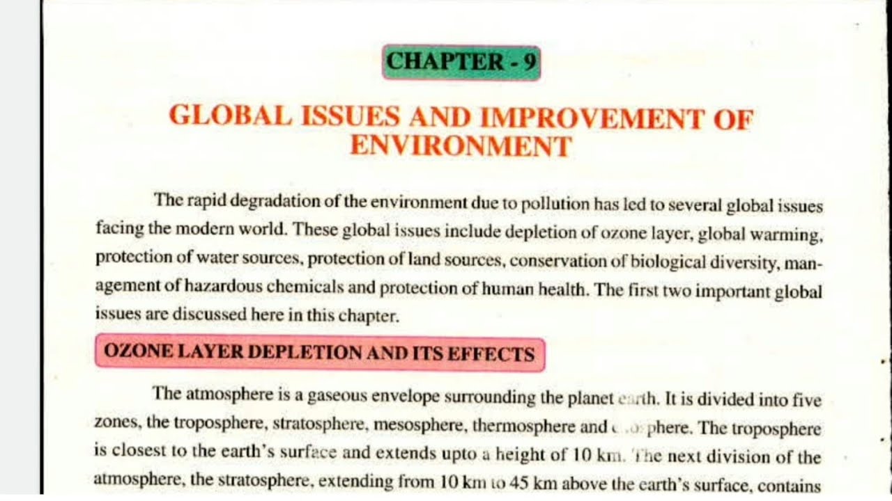 Global issues and improvement of environment|Chapter No.9|Environmental ...