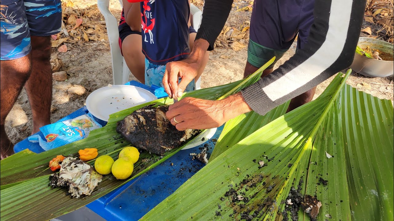 Trini Roast Fish & Pelau on the Beach - YouTube