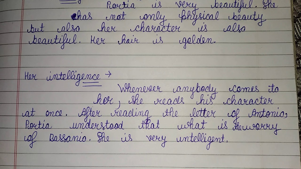 Character sketch of portia for U. P. Board examination for class 12th ...