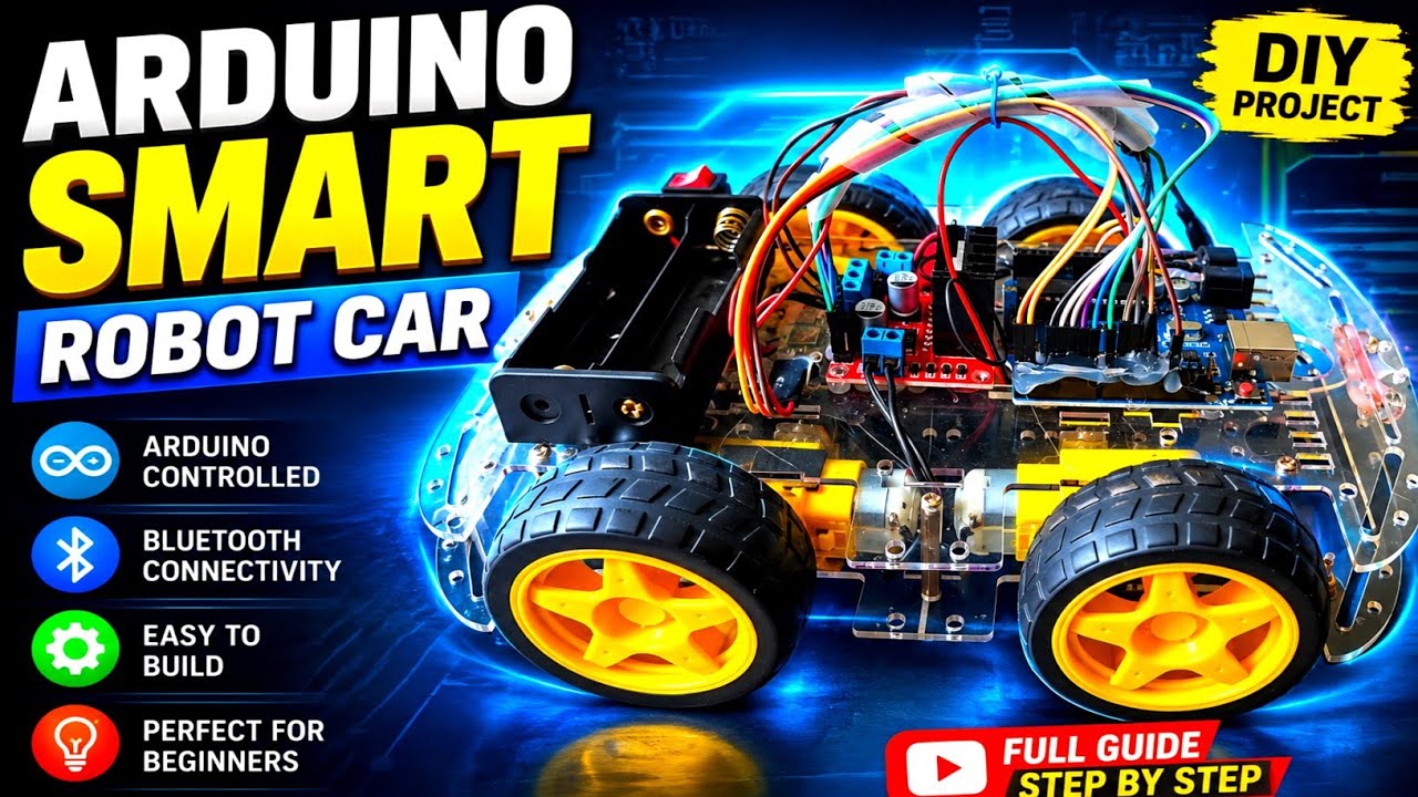 bluetooth control smart robot car with front & back lights, parking ...