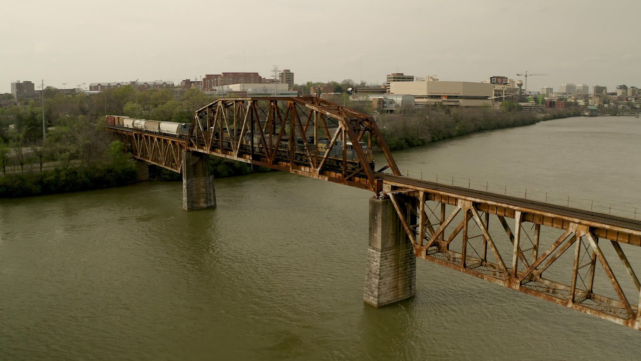 Train over the Tennessee River in Knoxville, TN - YouTube