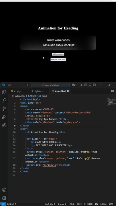 HTML CSS ANIMATION FOR HEADING #shorts #short #trending #trendingshorts #javascript #python # ...