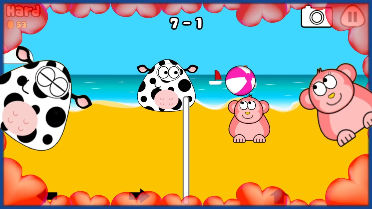 Cow Pou shows no mercy against Pink-Monkey! 🏐💪😉 - YouTube