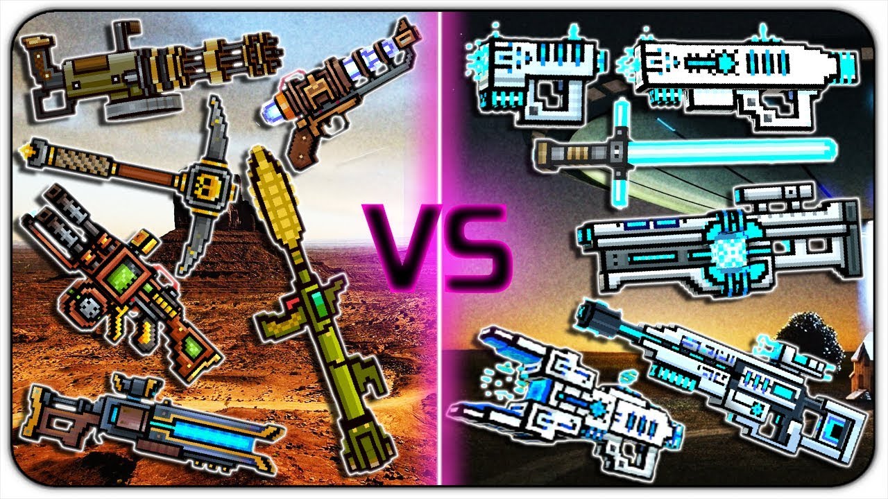 Wild West Weapons VS Alien Weapons (Pixel Gun 3D) - YouTube