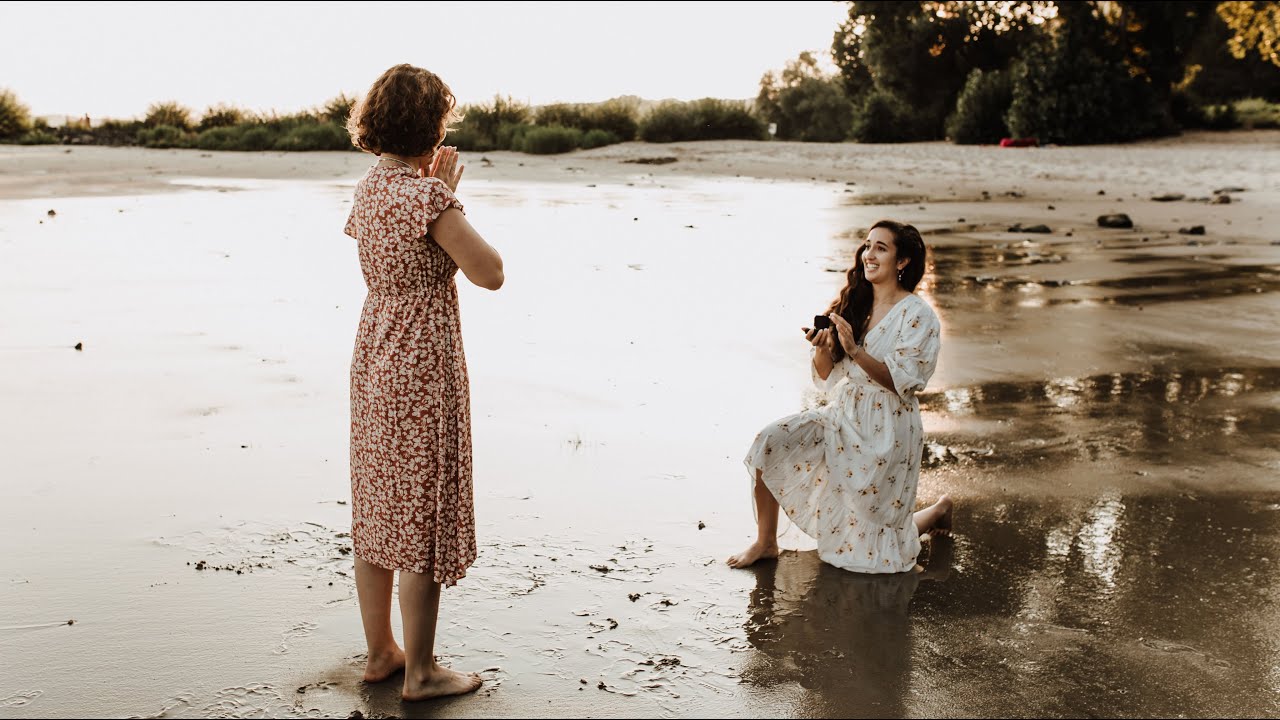 SHE SAID YES 💍 | the most magical beach proposal (LGBTQ+ Couple) - YouTube