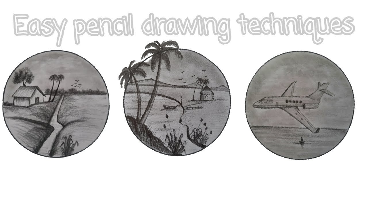 Let's easily draw 3 pencil drawings in a circle🤔😍 | Pencil scenery ...