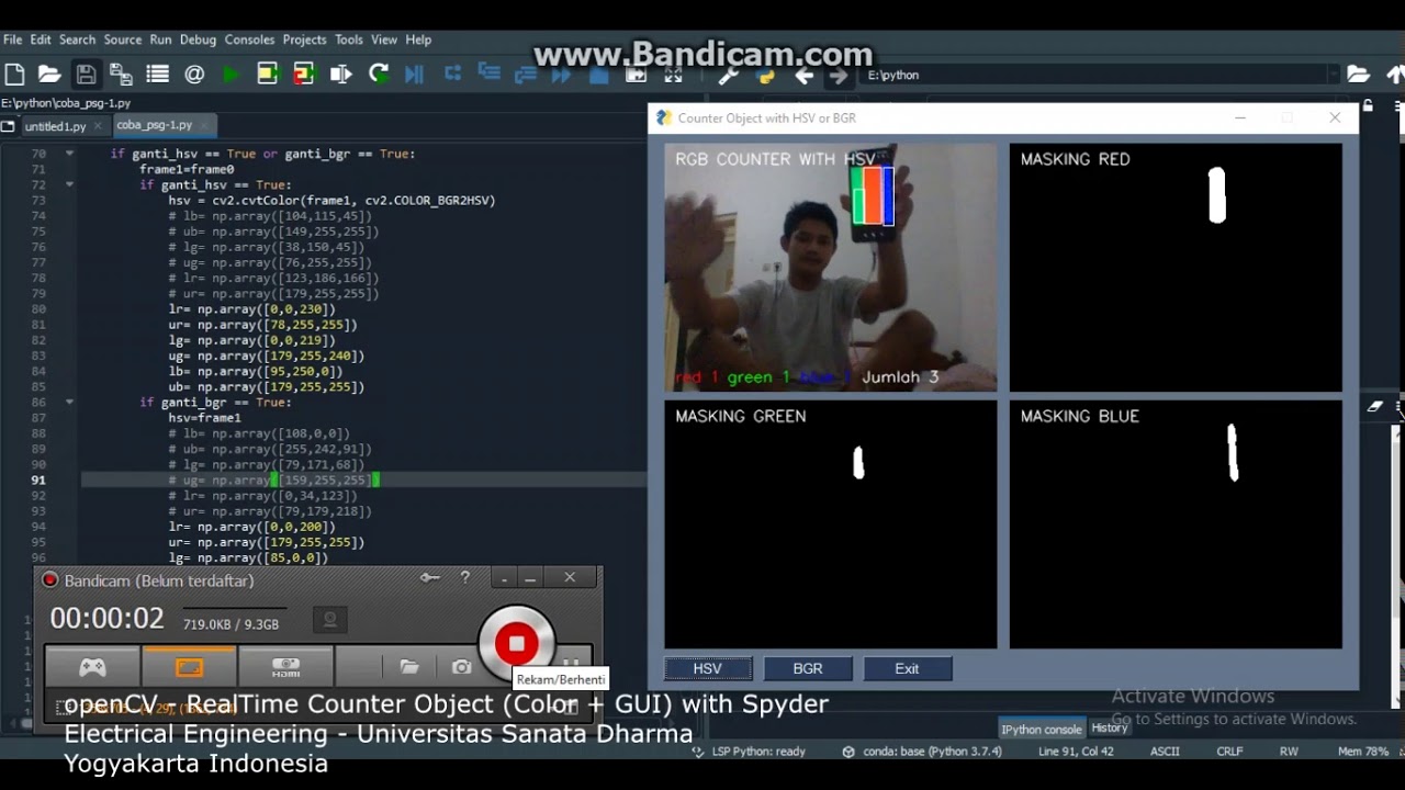 OpenCV - Real Time Counter Object (Colors with GUI) with Spyder - YouTube