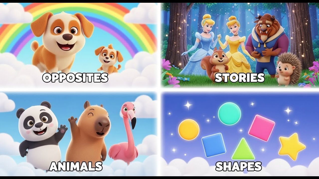Preschool Learning Live Stream | Opposites, Stories, Animals & Shapes ...