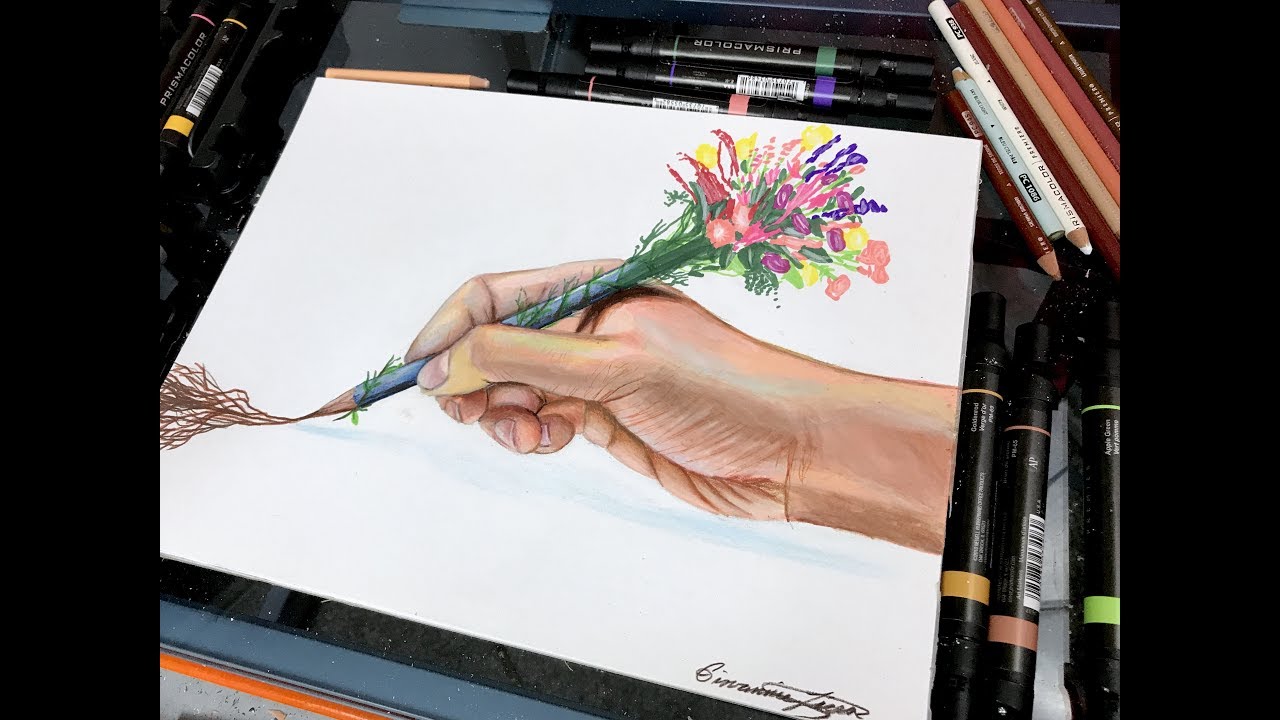"Creation" Realistic Drawing Using Prismacolor - Timelapse - YouTube