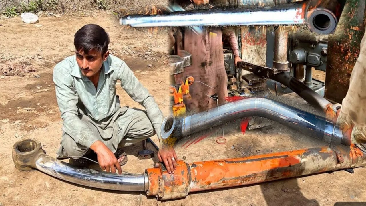 Excavator Hydraulic Cylinder Rod Bent & Stuck Overheating Had Stone ...