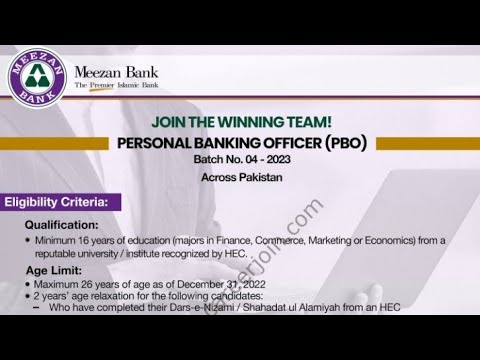 Required Personal Banking Officer (PBO) Batch No.04 - 2023 in Meezan ...