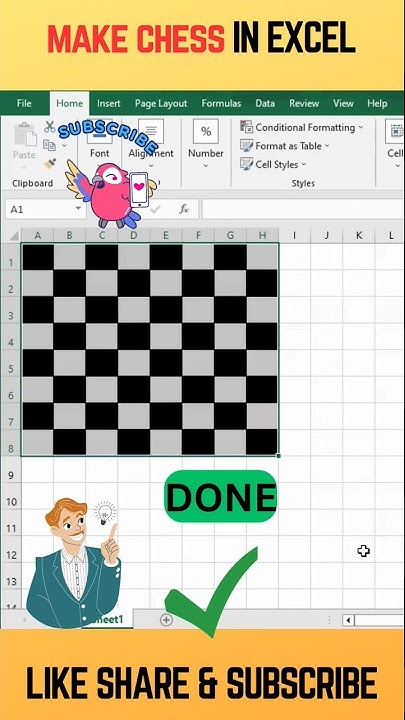 How To Make Chess Board In Ms Excel In 60 Second 😍#msexcel #exceltutorial #learnbasics - YouTube