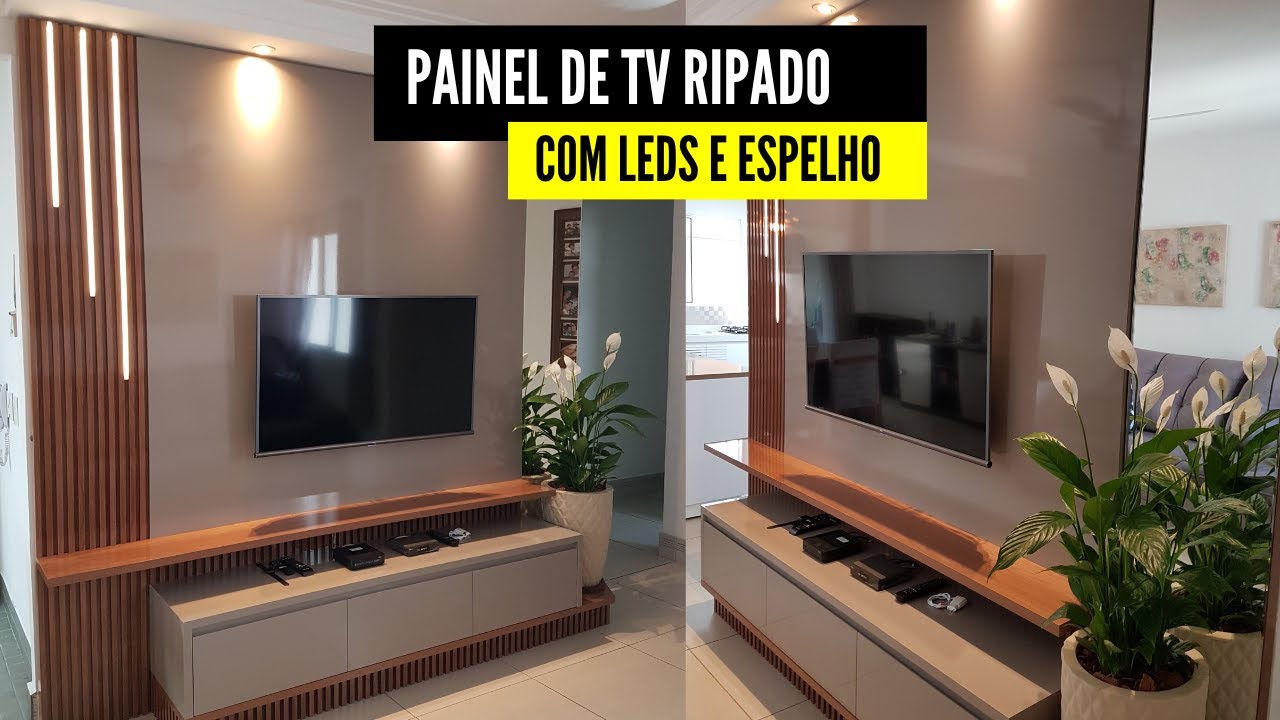 PARA VOCÊ SE INSPIRAR! PAINEL DE TV RIPADO E COM LEDS E ESPELHO - KING ...