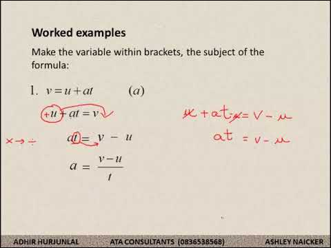 TOPIC 1 LESSON 6 1 NUMBERS MANIPULATION OF TECHNICAL FORMULAE - YouTube