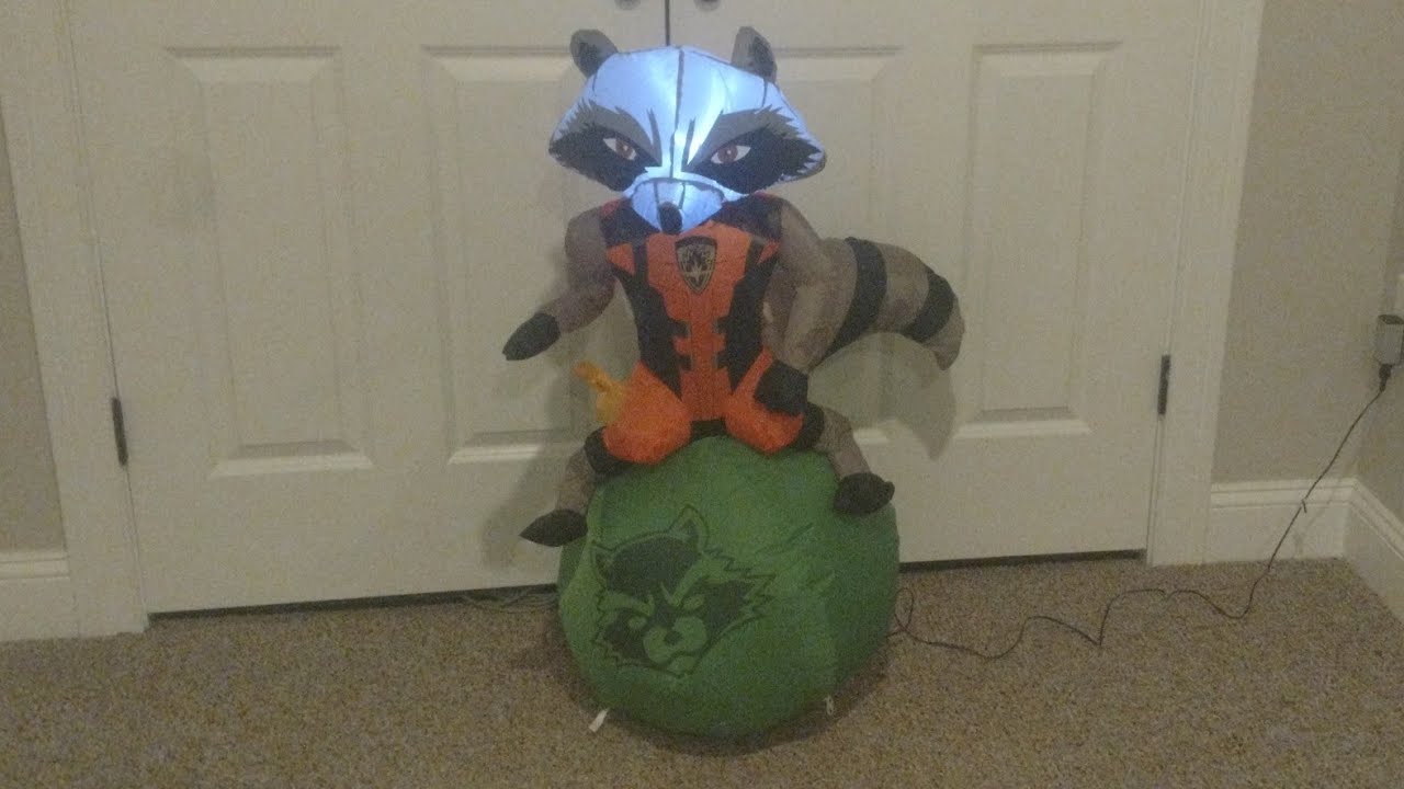 Gemmy 2017 3ft Marvel Rocket Raccoon Airblown Inflatable Review - YouTube