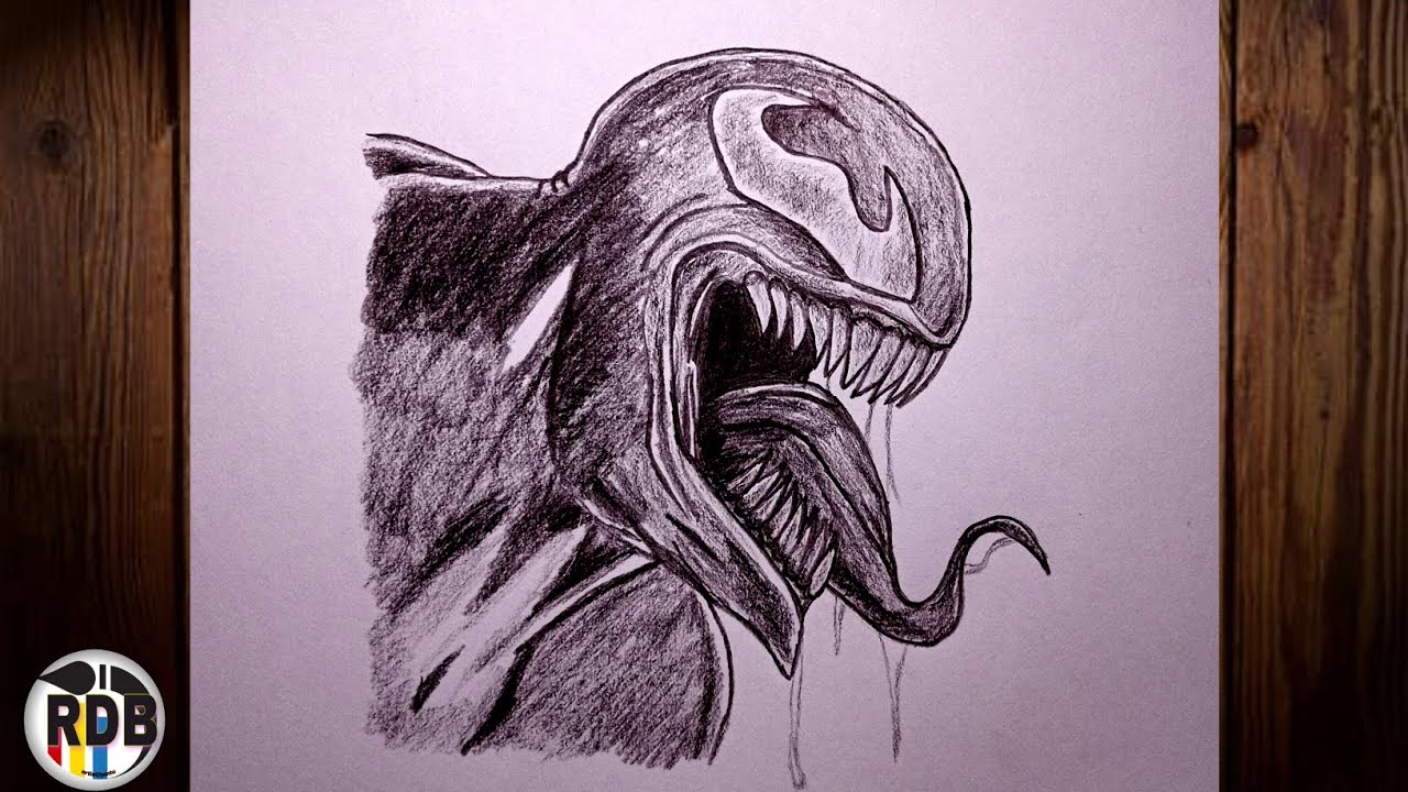 Draw Venom like a Pro 2023 only charcoal pencil drawing - YouTube