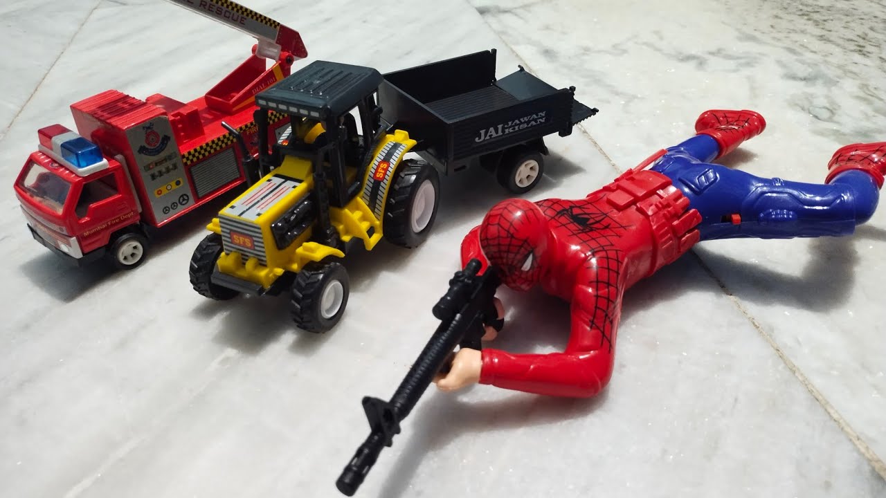 Tractor With Trolley Vs Fire 🔥 Bridge Vs Spider man Unboxing Video ...