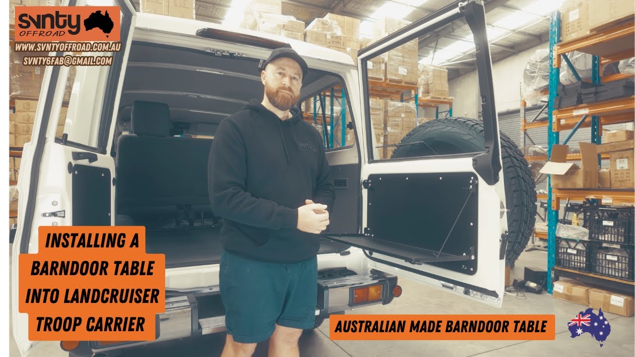 LC78 Troopy Rear Barn Door Table Installation - YouTube