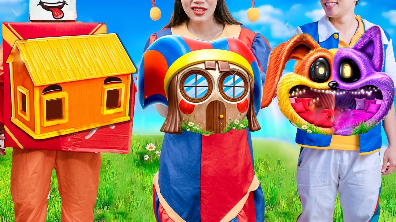 ONE COLORED HOUSE CHALLENGE! Pomni vs ROBLOX vs Bolo Building DIY House ...
