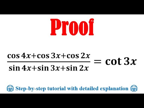 Prove that cos4x+cos3x+cos2x/sin4x+sin3x+sin2x=cot3x - YouTube