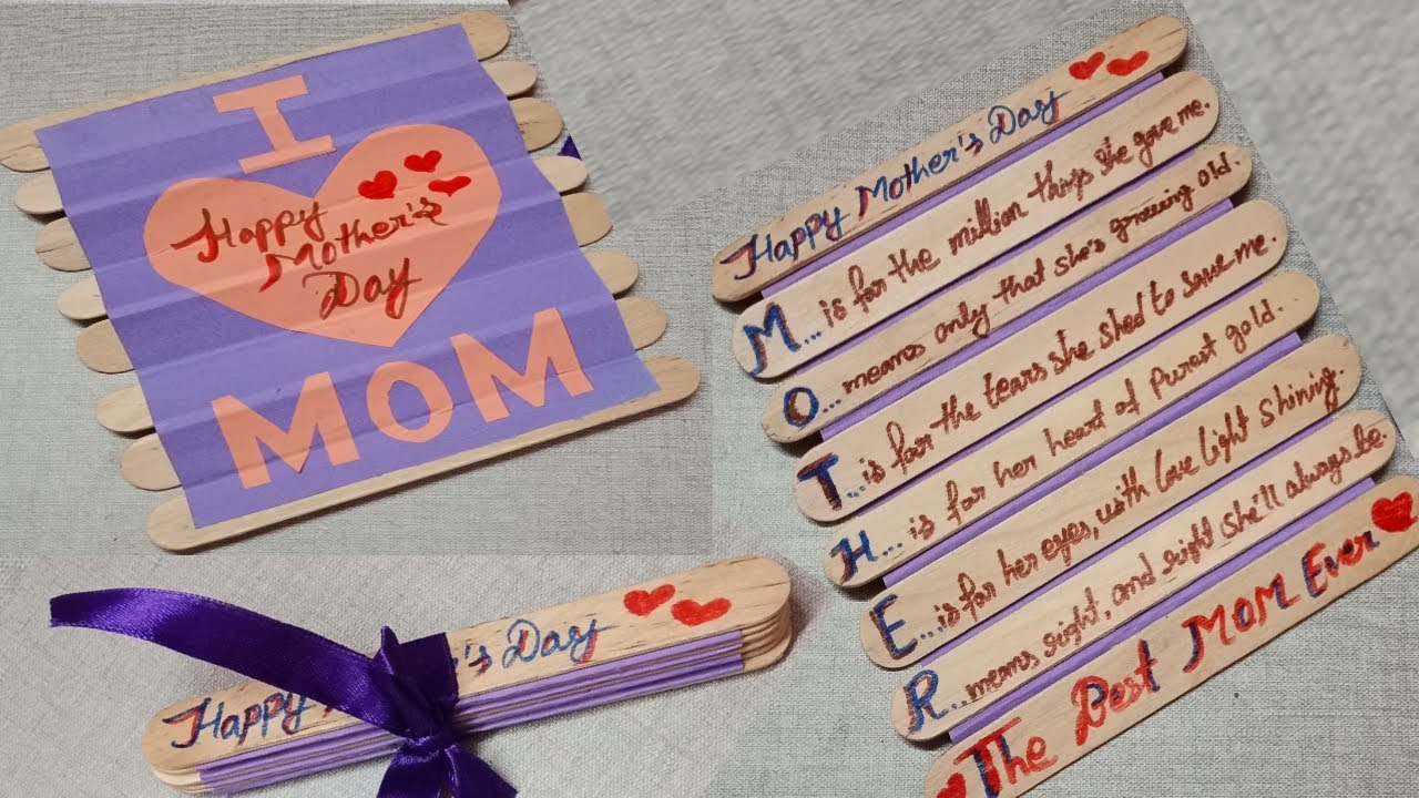 Mother's Day Pop Sticks Card/Handmade Pop Stick Special card for mother ...