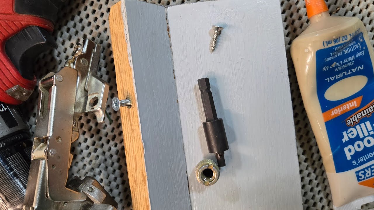 Fixing a worn-out cabinet hinge screw hole. - YouTube