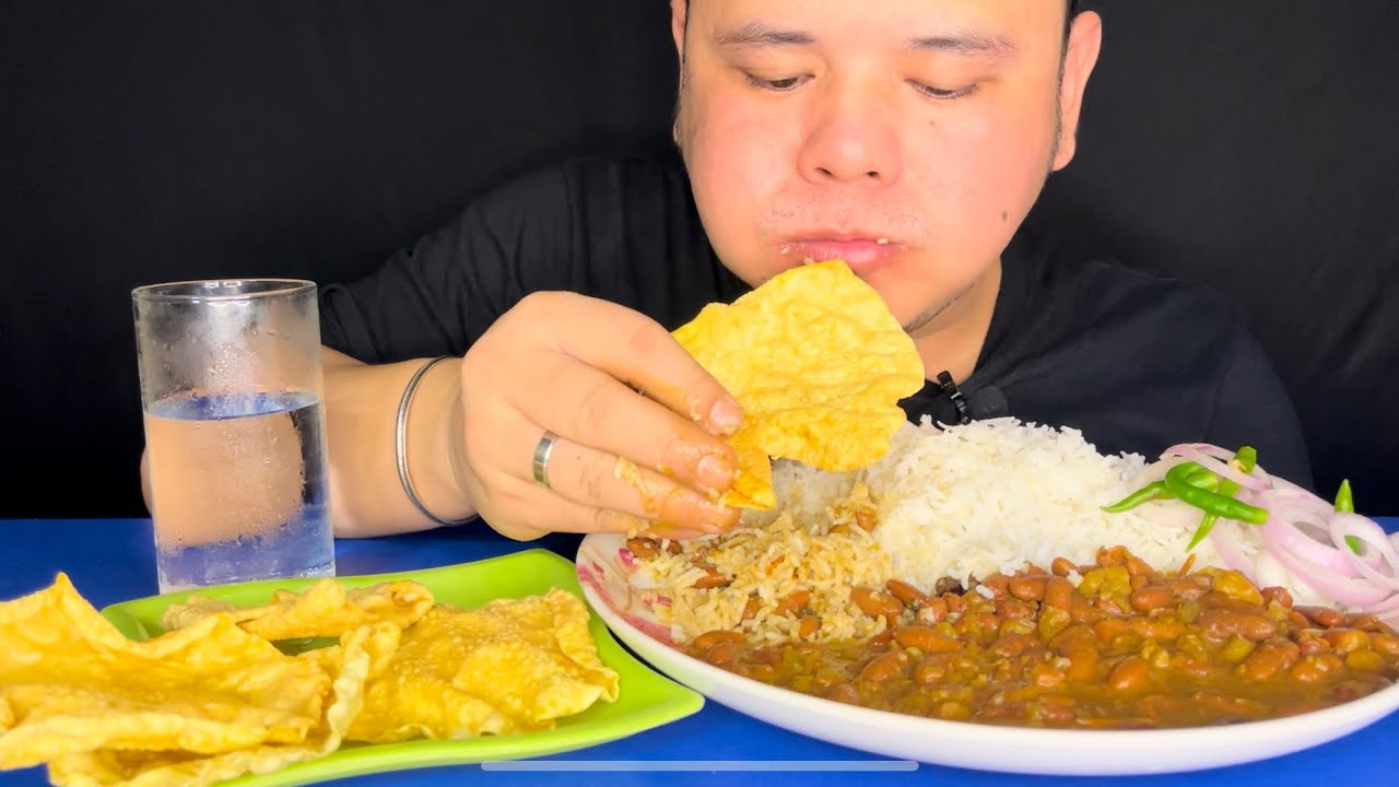 Rice ,Rajma and papad || eating show || #mukbang #viral #food - YouTube