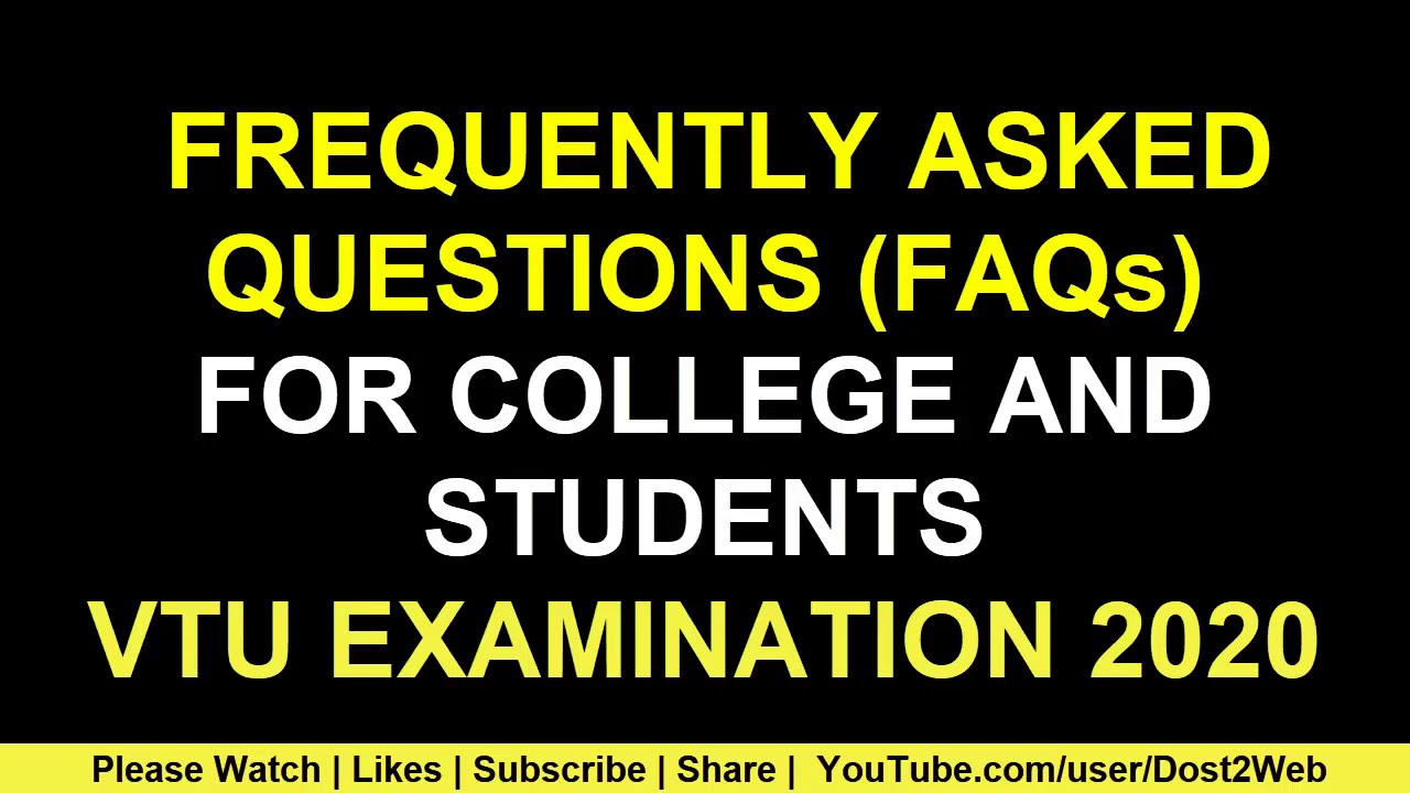 VTU Examination Online Application 2020 Frequently Asked Questions For ...