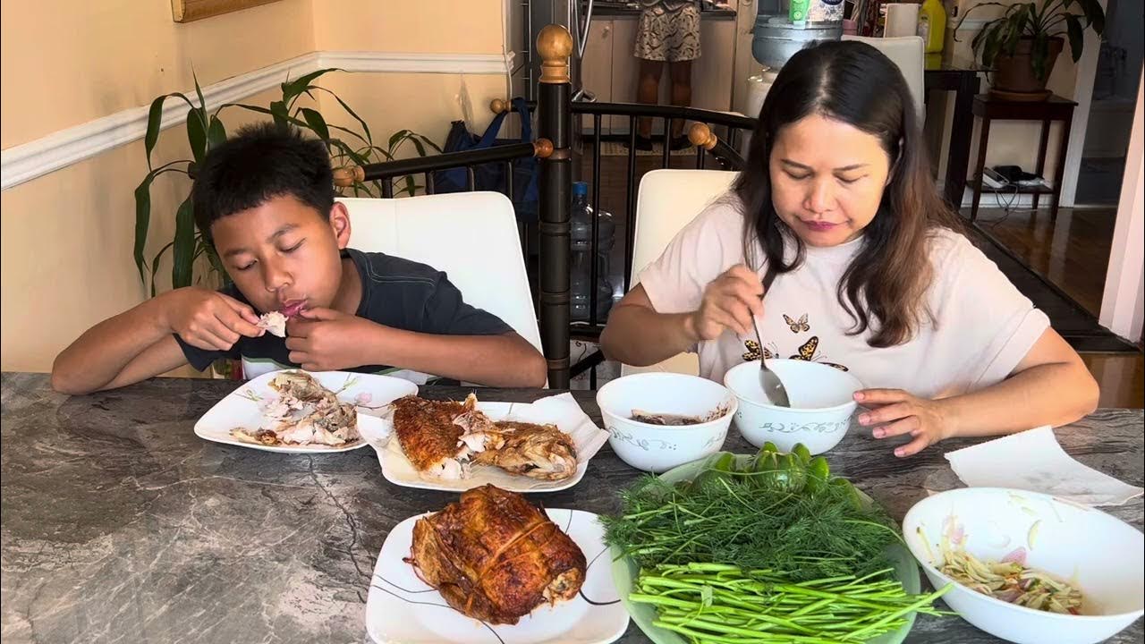 Hello everyone how are you today eating fried fish chicken # srey Kong - YouTube