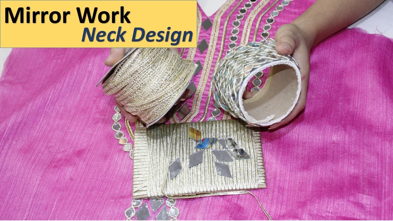 New Mirror work V neck design || simpale and stylish shesha work neck # ...
