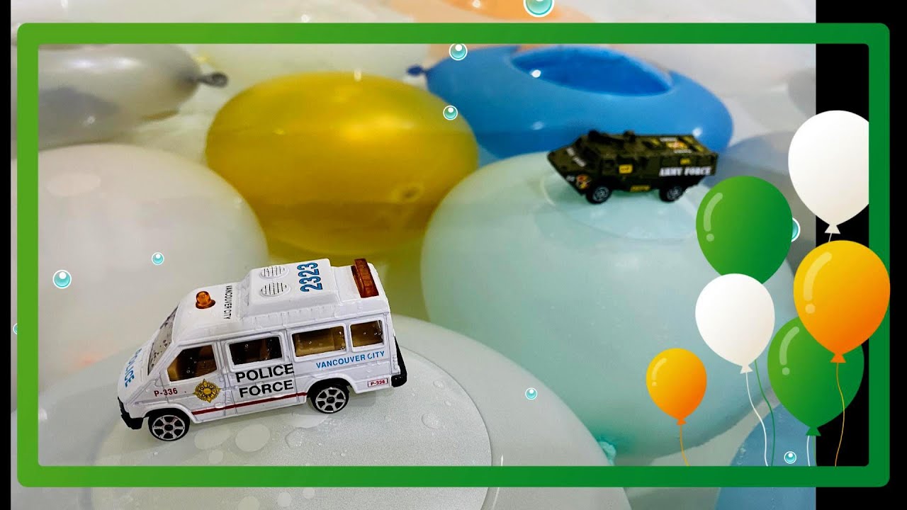 BALLOONS POPPING IN WATER, CAR SURPRISE!!!! COLORFULL BALLOONS POPPING ...