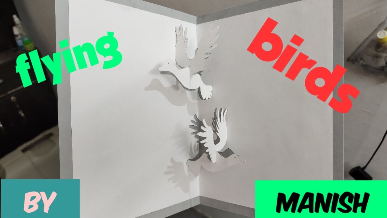 Flying birds pop up card - YouTube