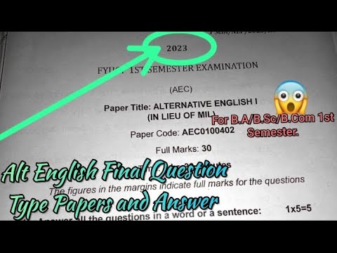 Alt English Question Type Papers and Answer// For Class B.A/B.Sc/B.Com ...
