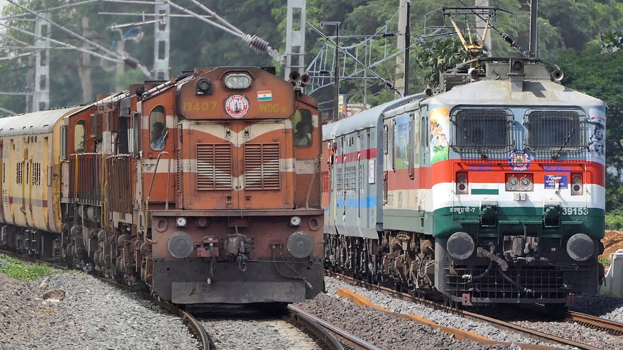 VIJAYAWADA Diesels & Electrics | ALCo's + WAP7 + WAP4 +WAG5 Locomotives | PART - 2 ...