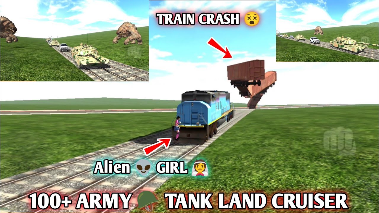 100 + ARMY 🪖 TANK AUR LAND CRUISER CAR 'S KO NEW TRAIN KE TRACK PER ...