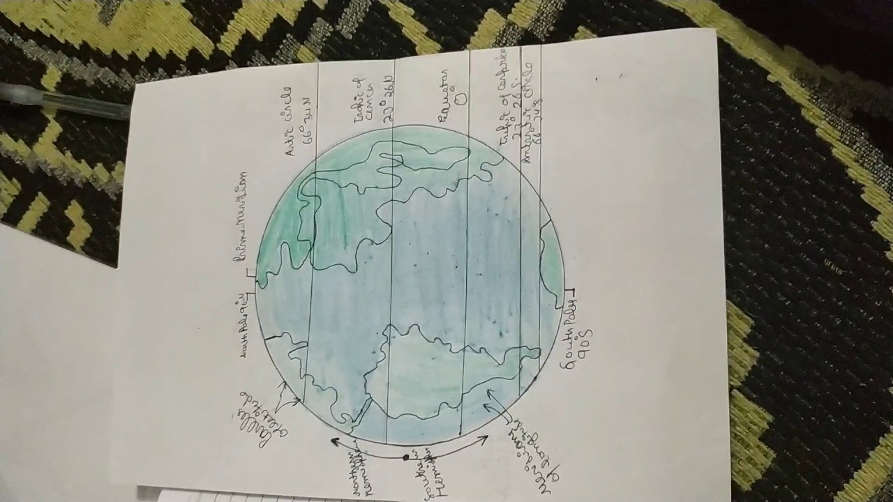 Diagram of the globe showing access the equator Tropic of Cancer and ...