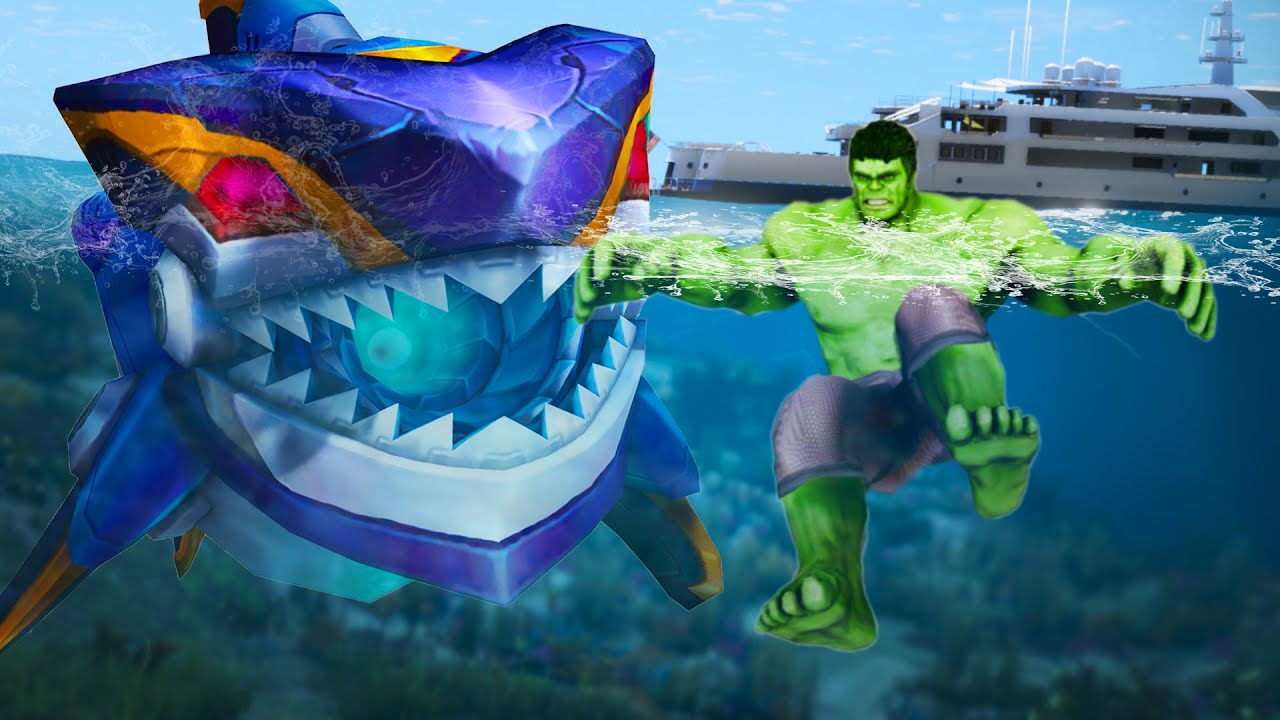 GTA 5 - Hulk FOUND Mecha Megalodon - Megalodon Robot Attack City - YouTube