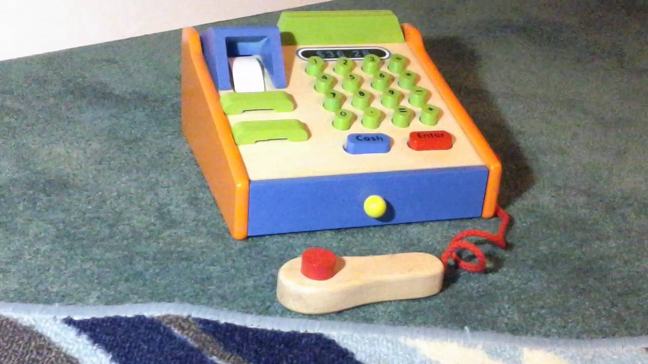 Top Race® 30 Piece Wooden Cash Register, Solid Wood Cash Register with ...