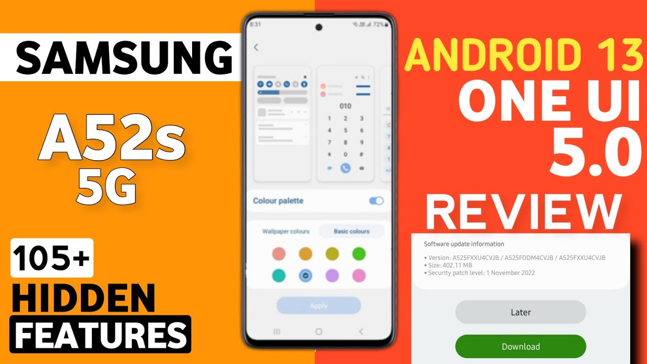 Samsung A52s 5G Official OneUI 5.0 Android 13 Update Review|105+ Hidden ...
