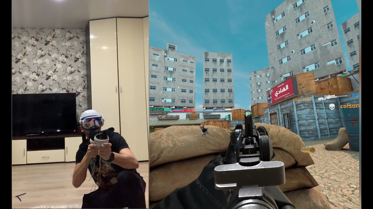 Two rounds in AIM XR VR with SANLAKI gunstock - YouTube