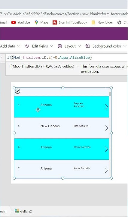 Alternate Row Color in Gallery in PowerApps - YouTube