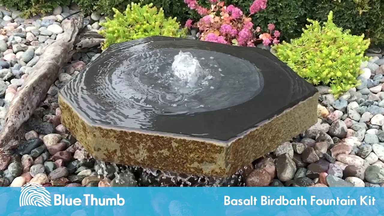 Basalt Birdbath Fountain - YouTube