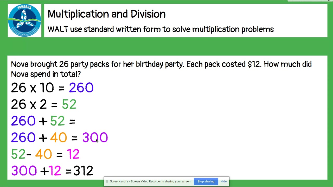 Use standard written form to solve multiplication problems - YouTube