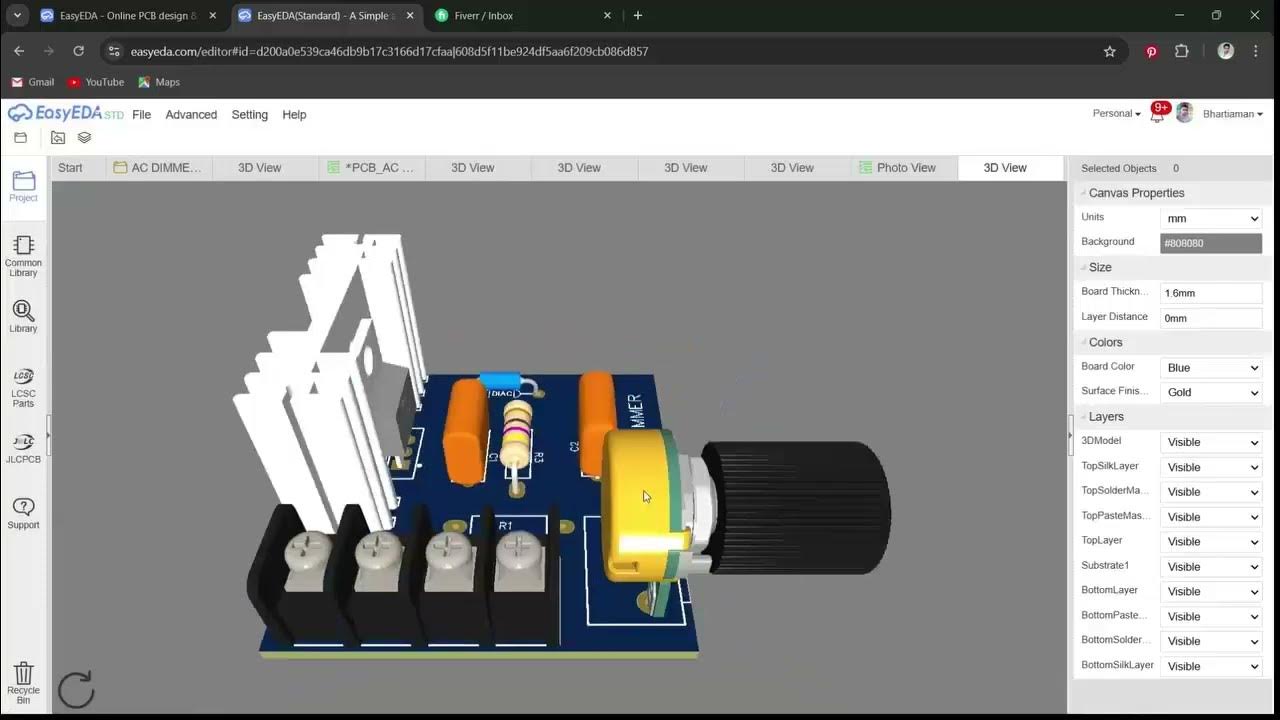 Design your own AC Dimmer/Speed Controller PCB on EasyEDA - YouTube
