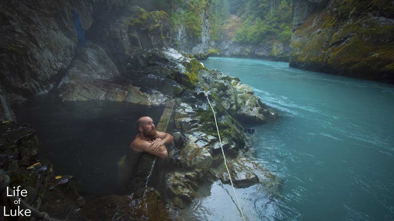 Pitt River hot springs by canoe & bike - YouTube